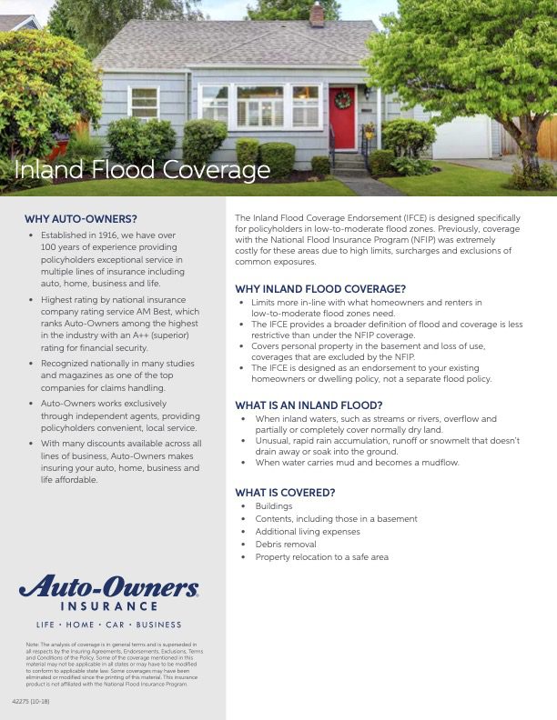 Auto Owners New Inland Flood Coverage - Black & Ramer Insurance